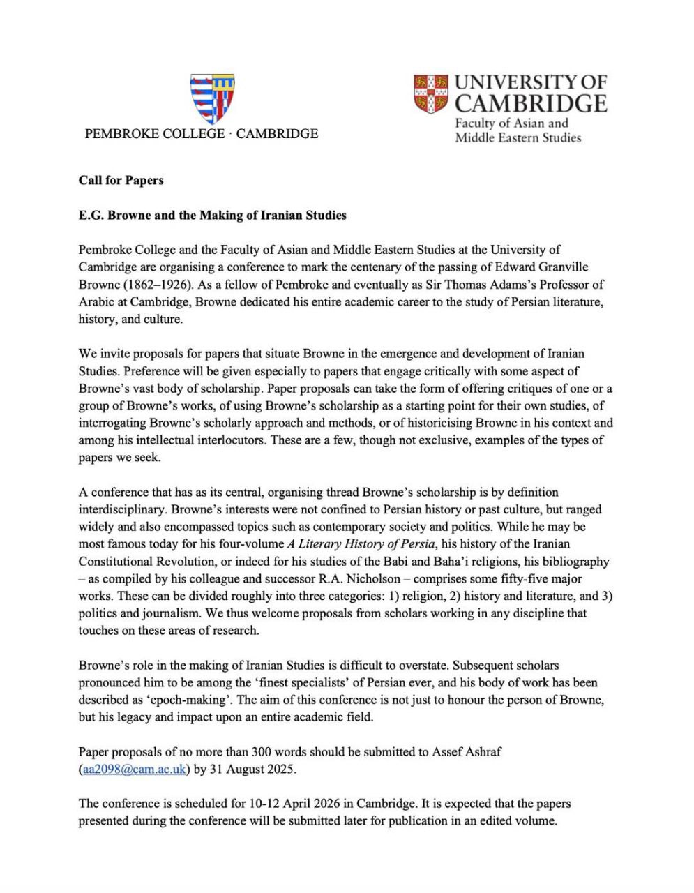 Call for Papers for the Conference “Edward Browne and the Making of ...